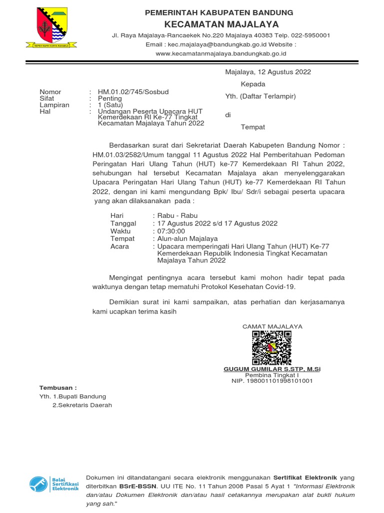 Undangan Peserta Upacara Hut Ri Ke 77 Pdf