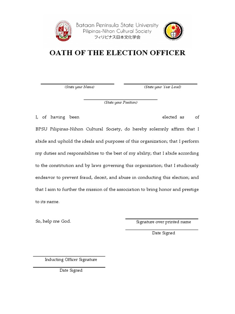 Pinics Oath Comelec | PDF