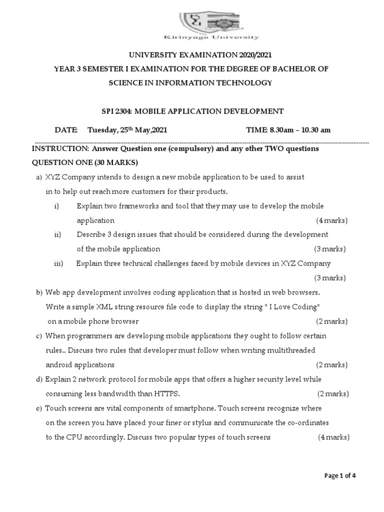 SPI 2304 Mobile Application Development Year III Semester I | PDF | Mobile App | Android ...