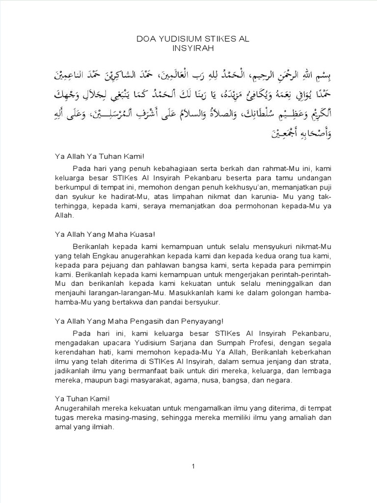 Naskah Doa Yudisium | PDF