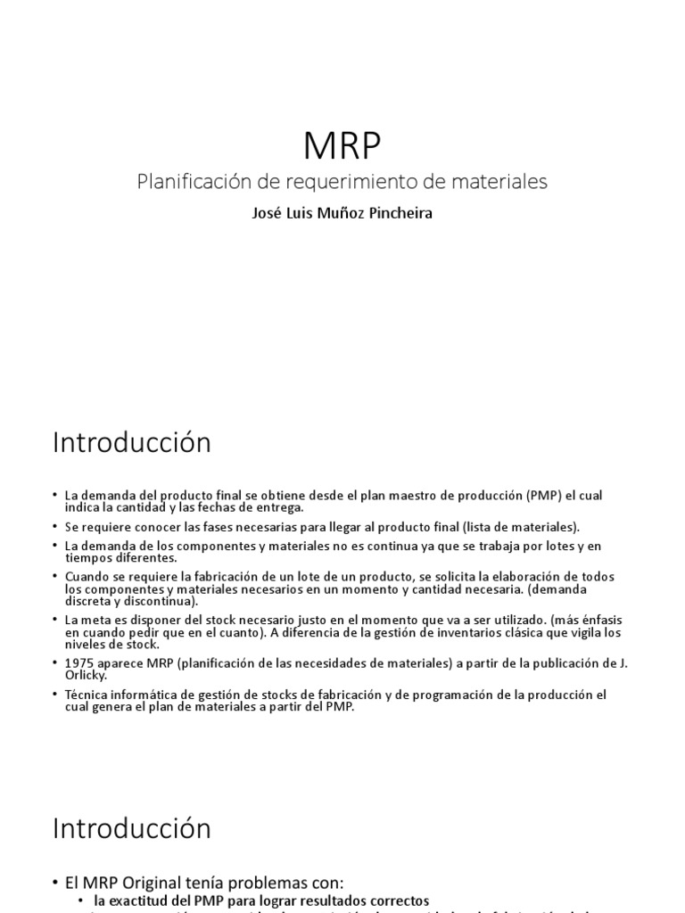 MRP Planificacion | Descargar gratis PDF | Inventario | Economias