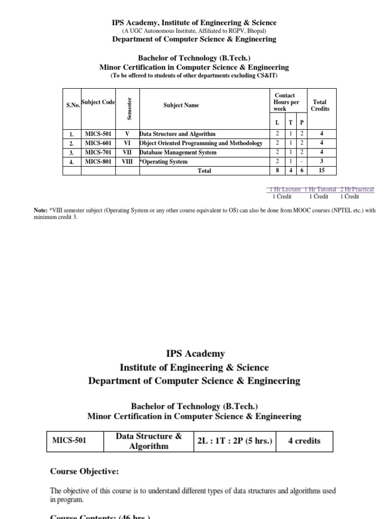 CSE Minor Scheme Syllabus 1 | PDF | Relational Database | Databases CSE Minor Scheme Syllabus 1 | PDF | Relational Database | Databases