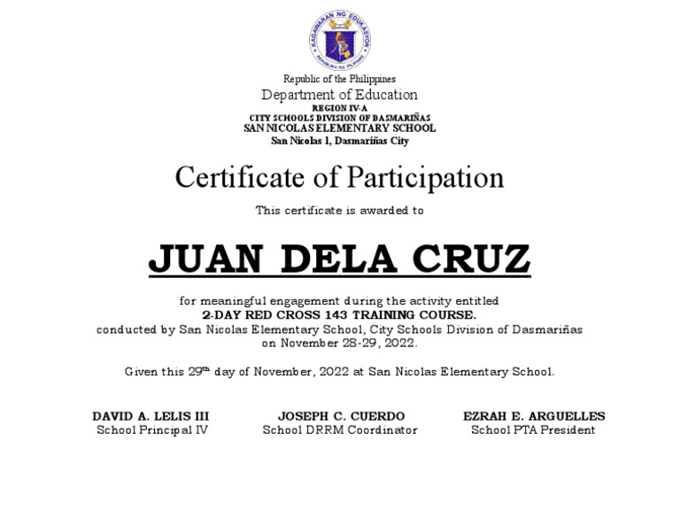 Certificate Participation Template | PDF