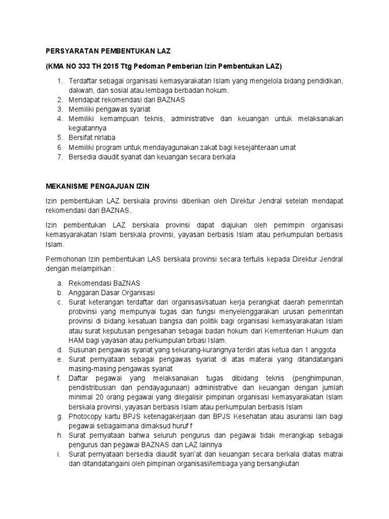 Persyaratan Pembentukan Laz | PDF | Politik | Ilmu Sosial