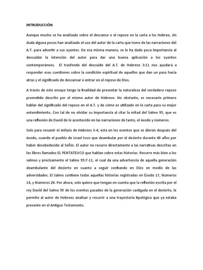 Significado del Reposo en Hebreos | PDF | Libro del éxodo | Salmos