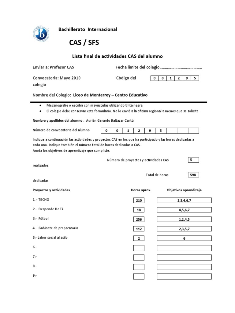 Lista Final de Actividades CAS | PDF