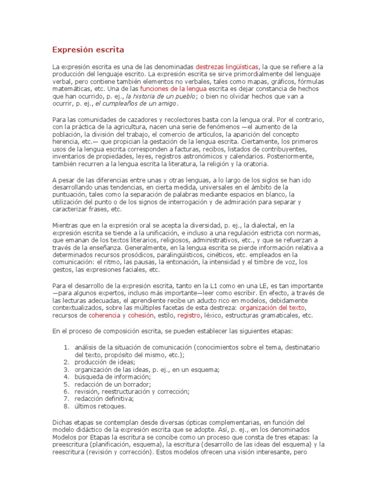 Expresión Escrita | PDF | Comprensión lectora | Lingüística