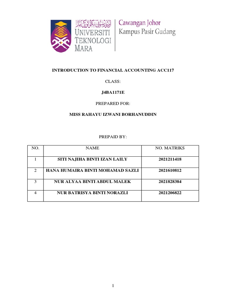 Acc117 Group Assignment | PDF | Debits And Credits | Financial Services