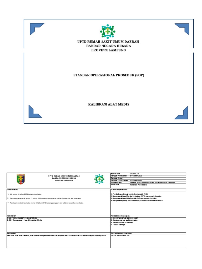 SOP Kalibrasi Alat Medis | PDF