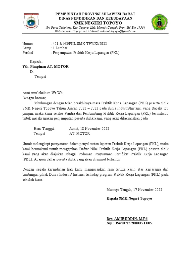 Surat Penarikan PKL | PDF