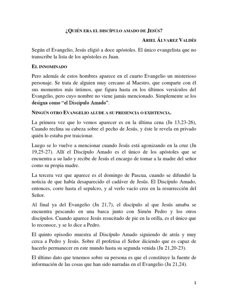 El Discípulo Amado de Jesús: ¿Quién fue? | PDF | Juan el apóstol | Jesús