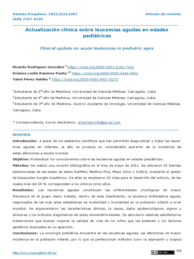 Artículo Leucemia Linfoblástica Aguda | PDF | Leucemia | Terapia de radiación