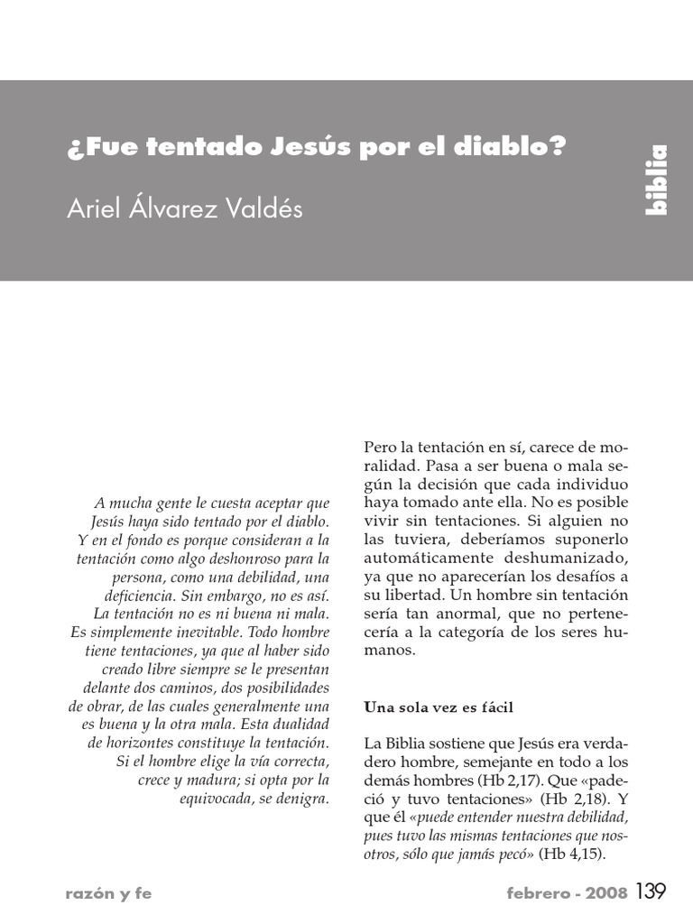 Ariel Álvarez Valdés (2008) - ¿Fue Tentado Jesús Por El Diablo - Razón y Fe 257.1312, Pp. 139 ...