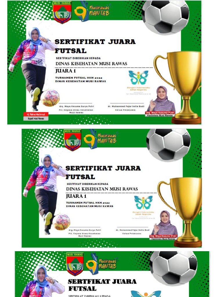 Sertifikat Juara 1 Turnamen Futsal | PDF