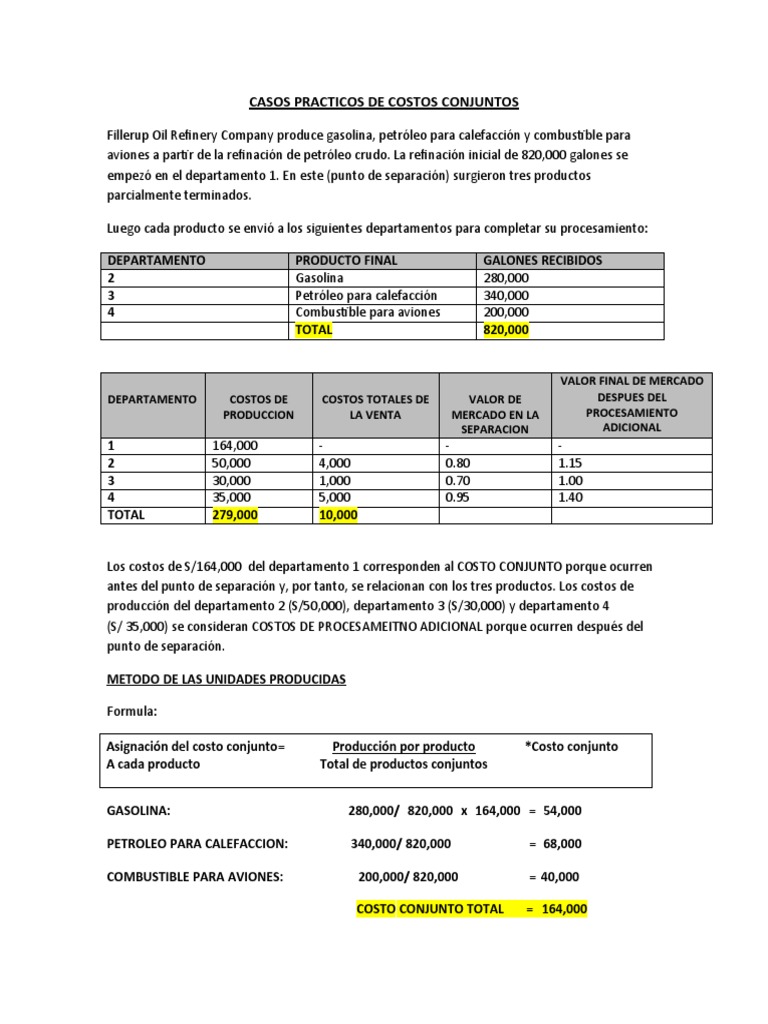Caso Practico de Costos Conjuntos | PDF | Química | Industria petrolera