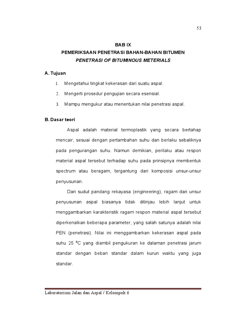 9 Per. Ix Pemeriksaan Penetrasi Bahan-Bahan Bitumen | PDF