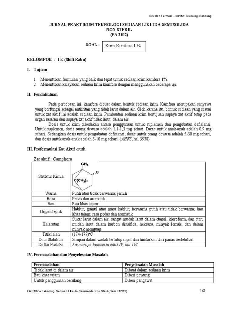 (Contoh) Jurnal Krim Kamfora | PDF