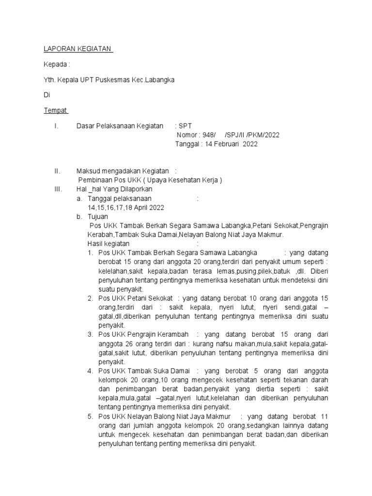 Laporan Bok Pos Ukk 2022 | PDF