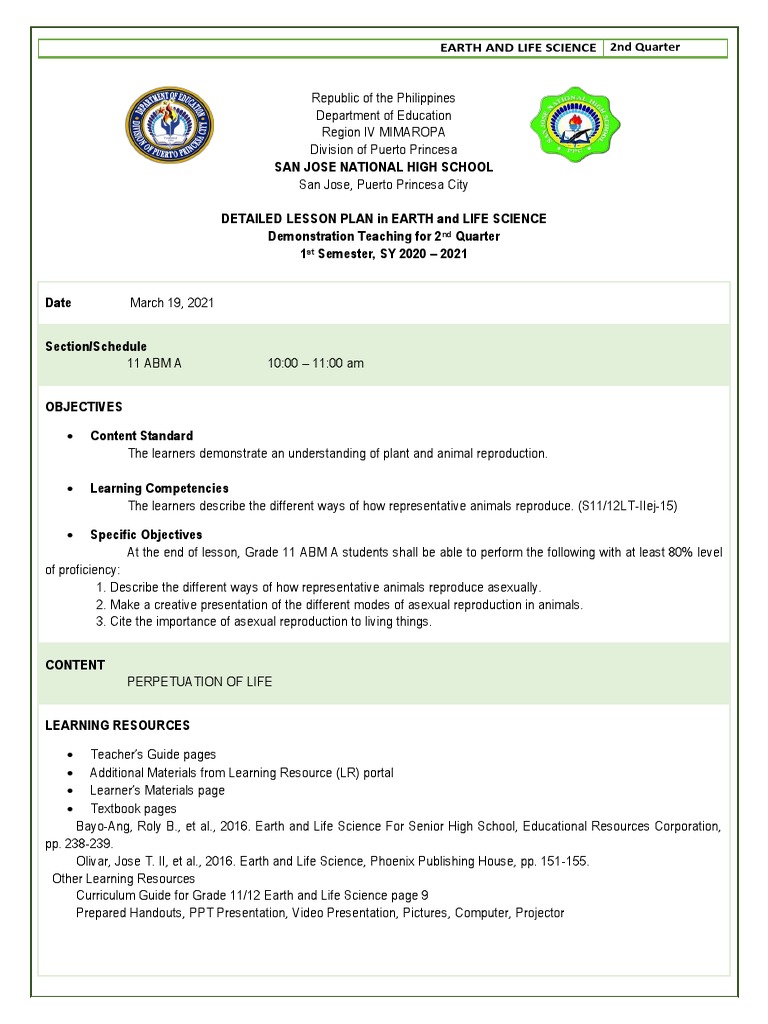Sample Detailed Lesson Plan | PDF | Reproduction | Fertilisation