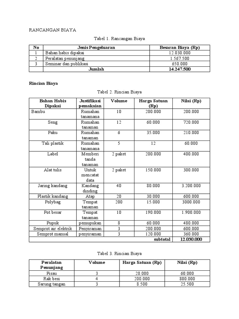 Rancangan Biaya PPK Ormawa | PDF