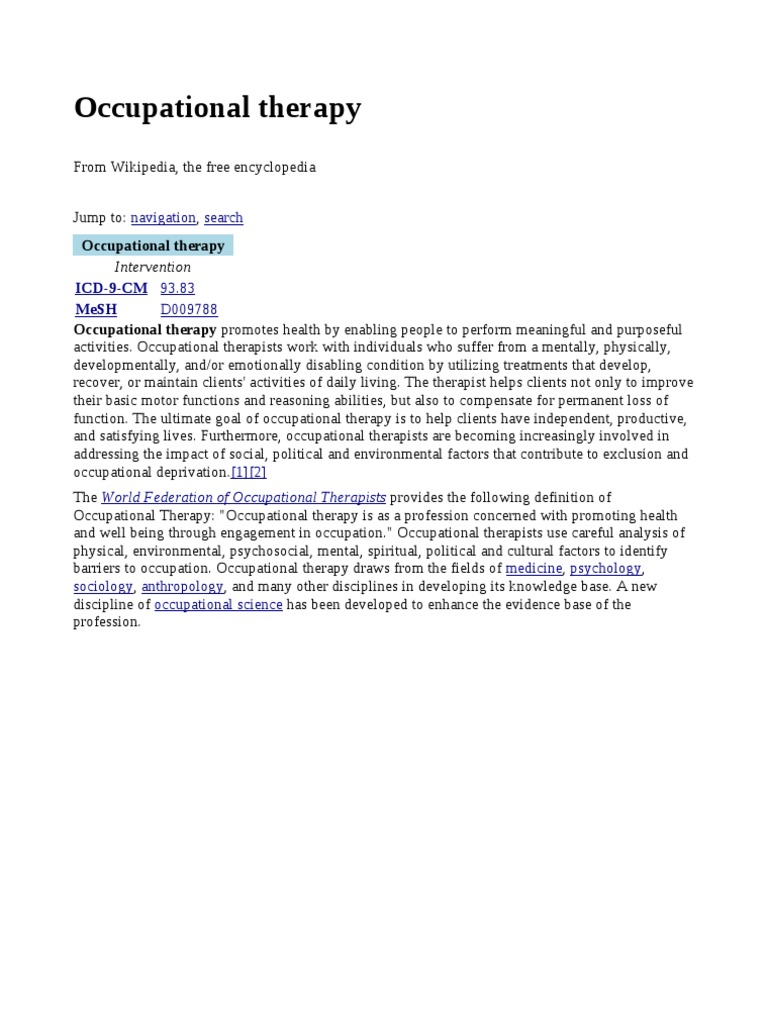 Occupational Therapy: Navigation Search | PDF | Occupational Therapy ...