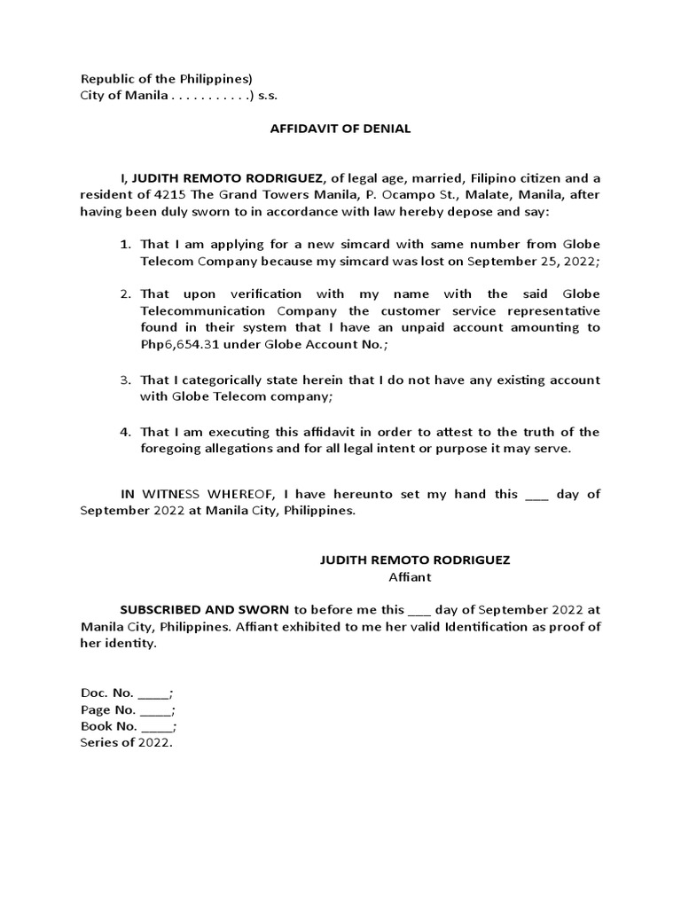 Affidavit of Denial | PDF | Law