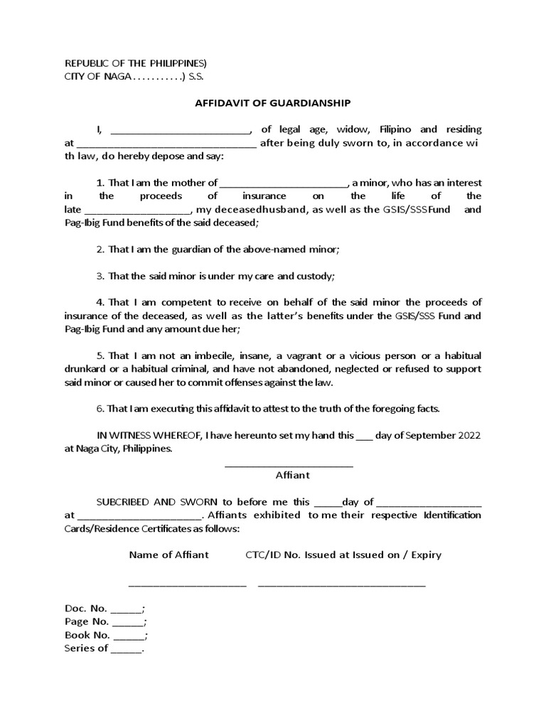 Affidavit of Guardianship | PDF