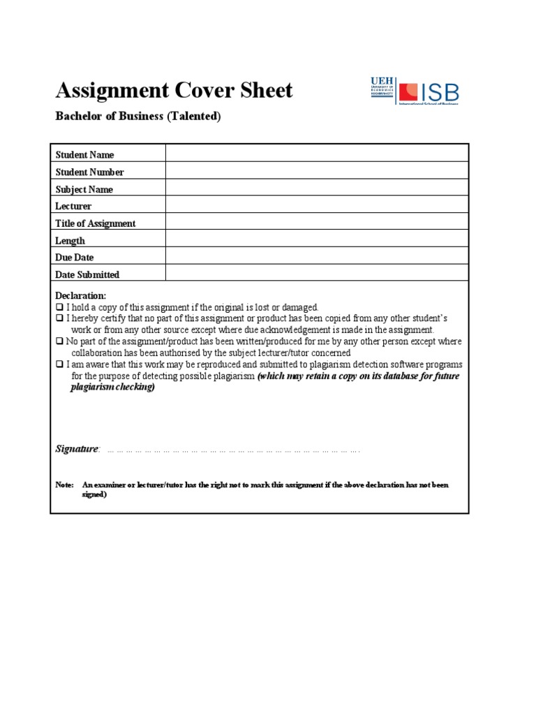 Assignment Cover Sheet | PDF