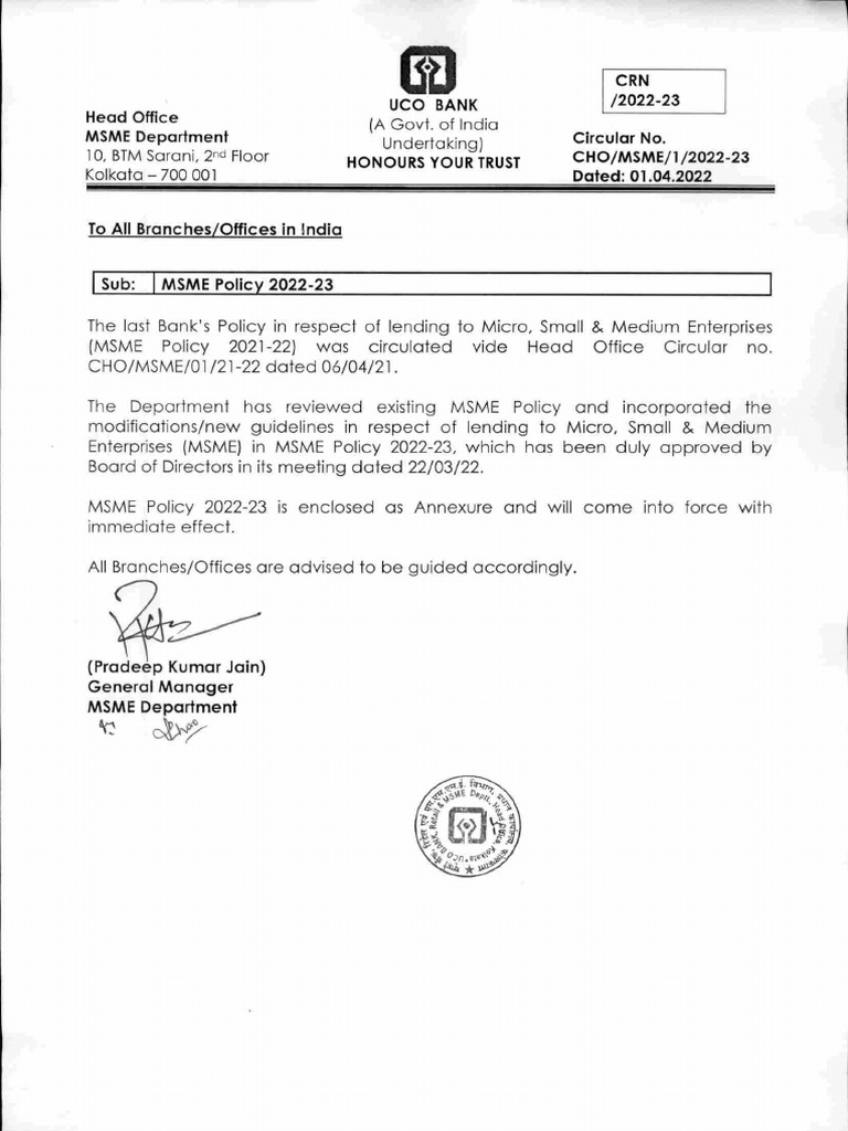 Msme Policy 22-23 | PDF