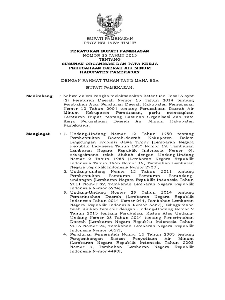 Struktur PDAM Pamekasan | PDF | Griya & Taman