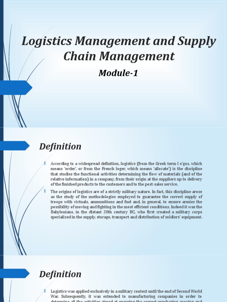 Logistics Management and Supply Chain Management | PDF | Logistics | Supply Chain