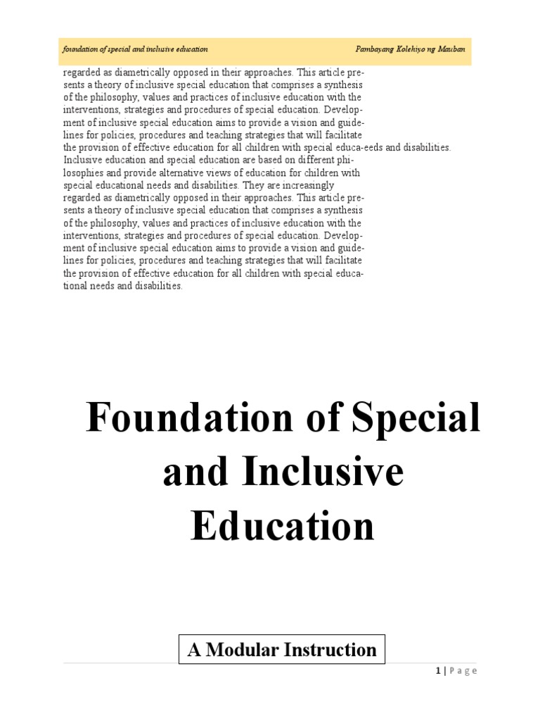 EDUC 102 - Module 1 | Download Free PDF | Special Education | Inclusion (Education)