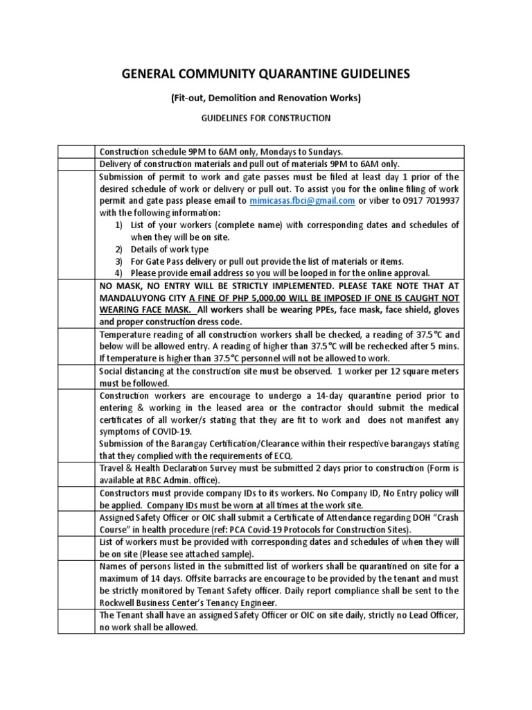 Tenants Guidelines For Construction Edited | PDF | Health Sciences