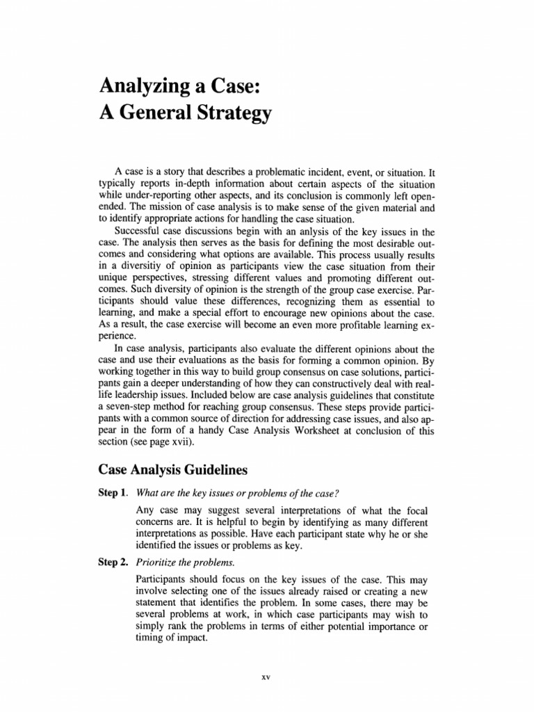 Analyzing A Case - General Strategy - Alan Clardy, PHD | PDF