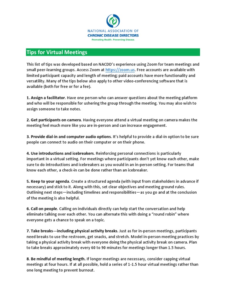 Tips For Virtual Meetings | Download Free PDF | Cognitive Science ...