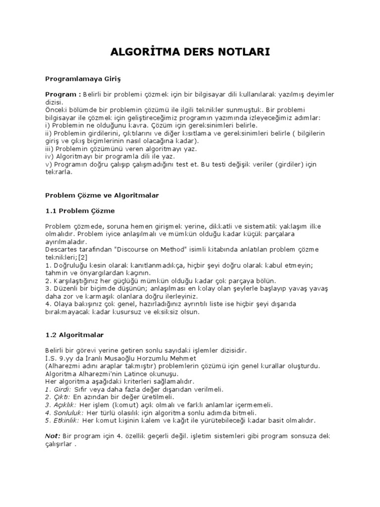 Algori Tma Ders Notlari Pdf