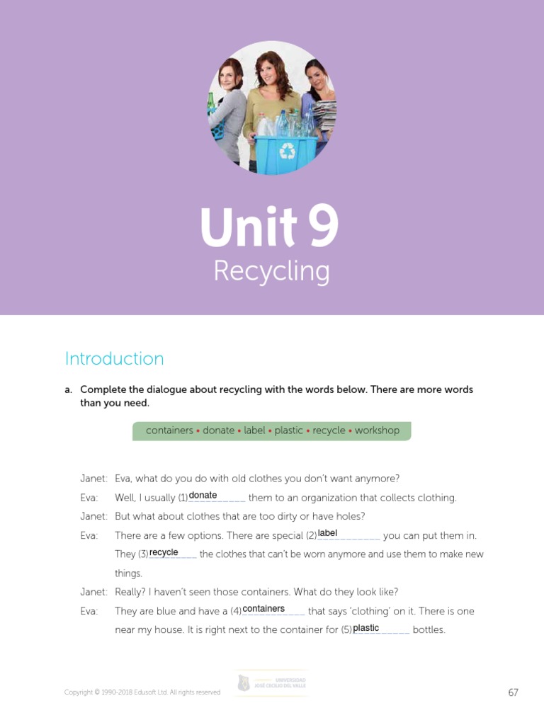 Intermediate 2 Workbook Units-9 1 | PDF | Recycling | Waste