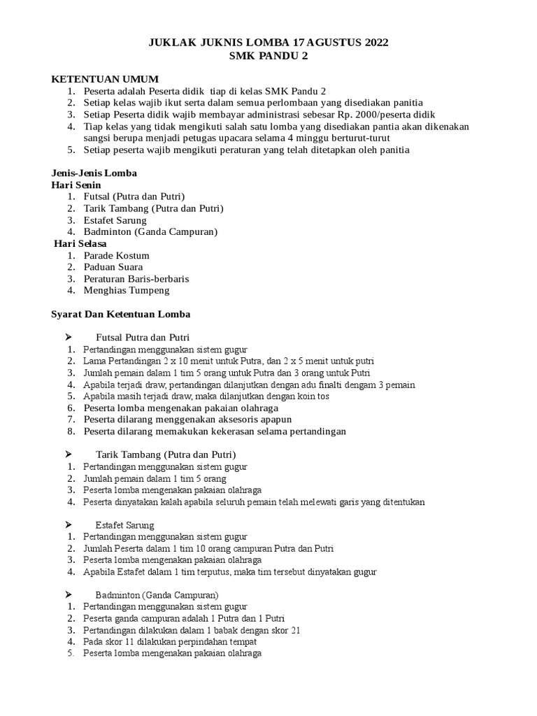 Juklak-Juknis 17an | PDF