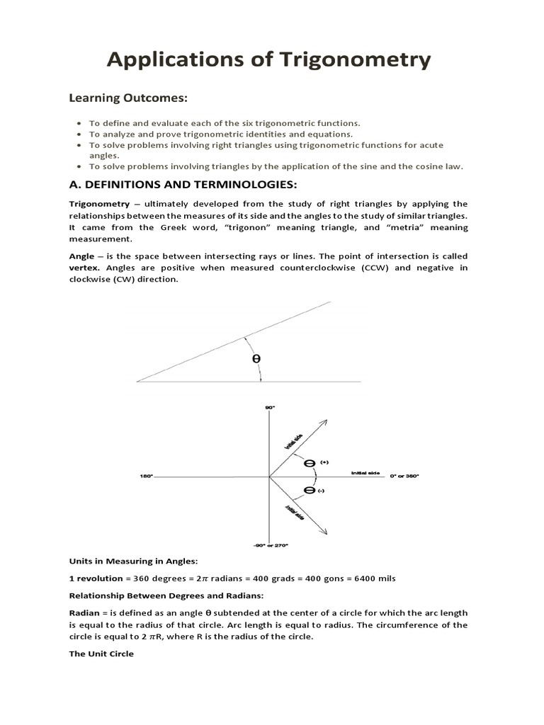 MFE Introduction To Trigonemtry | PDF | Trigonometric Functions | Triangle