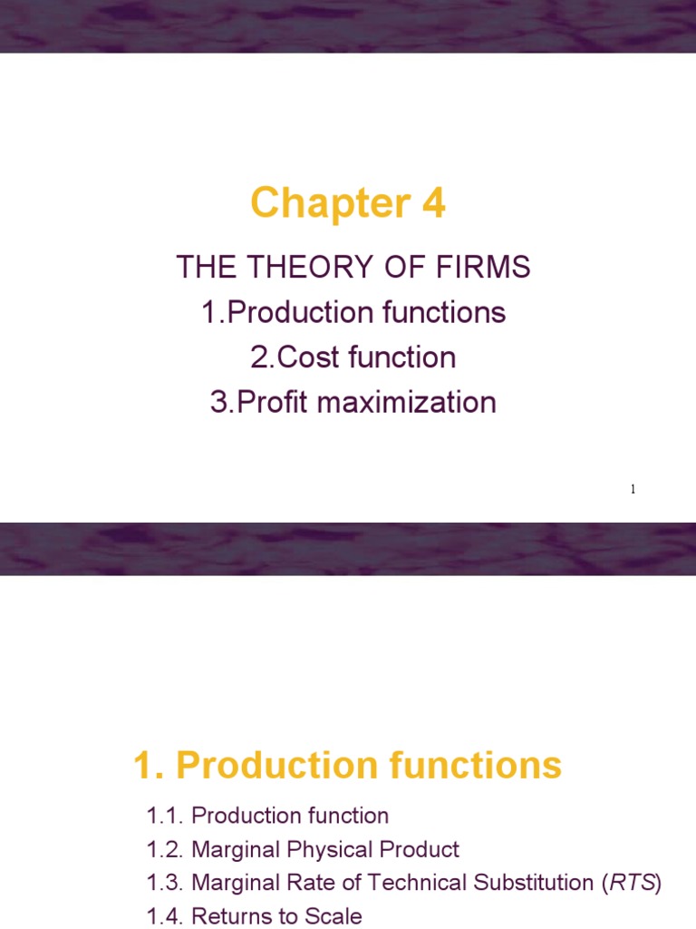 Ch04.the Theory of Firm | PDF | Production Function | Profit (Economics)