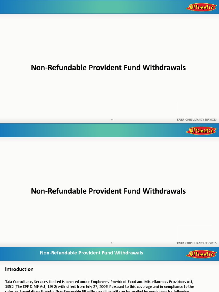 Non - Repayable Provident Fund Withdrawal | PDF