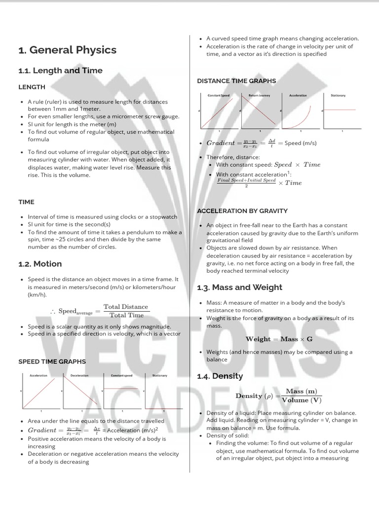 Last Minute Physics Revision Guide | PDF | Acceleration | Temperature