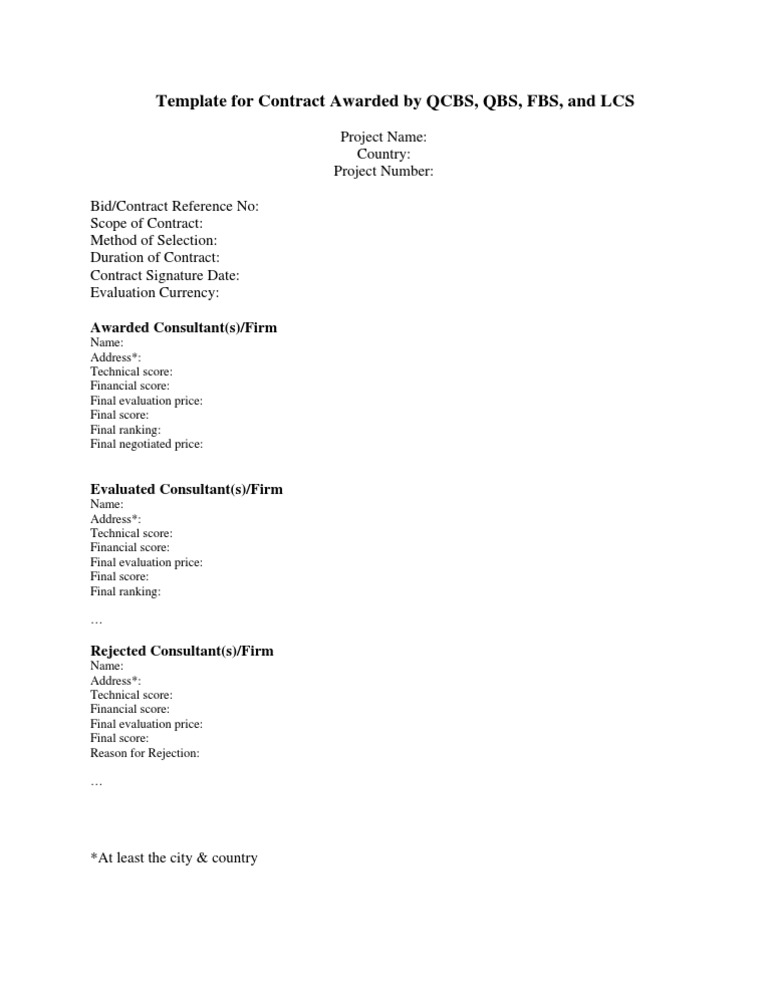 Contract Award Template Guide | PDF