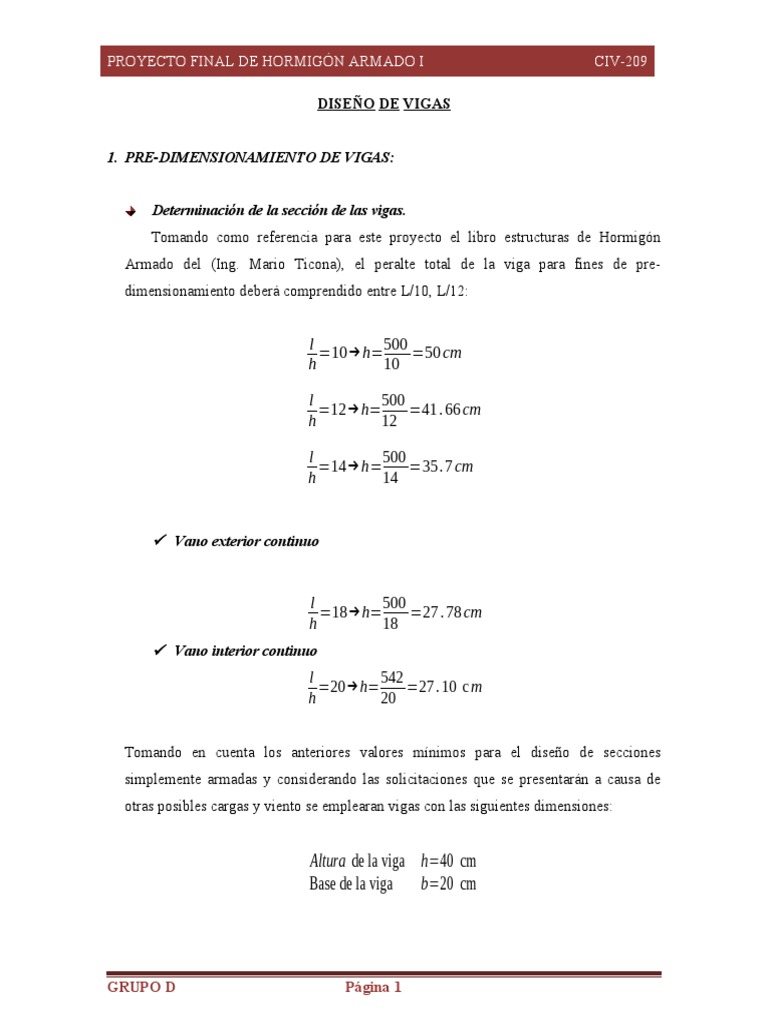 Diseño De Vigas Pdf Hormigón Viga Estructura