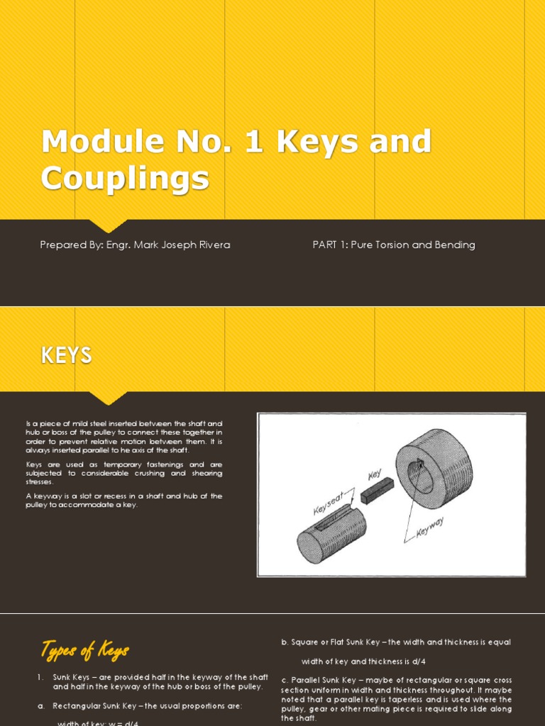 Keys and Couplings | PDF | Strength Of Materials | Mechanical Engineering