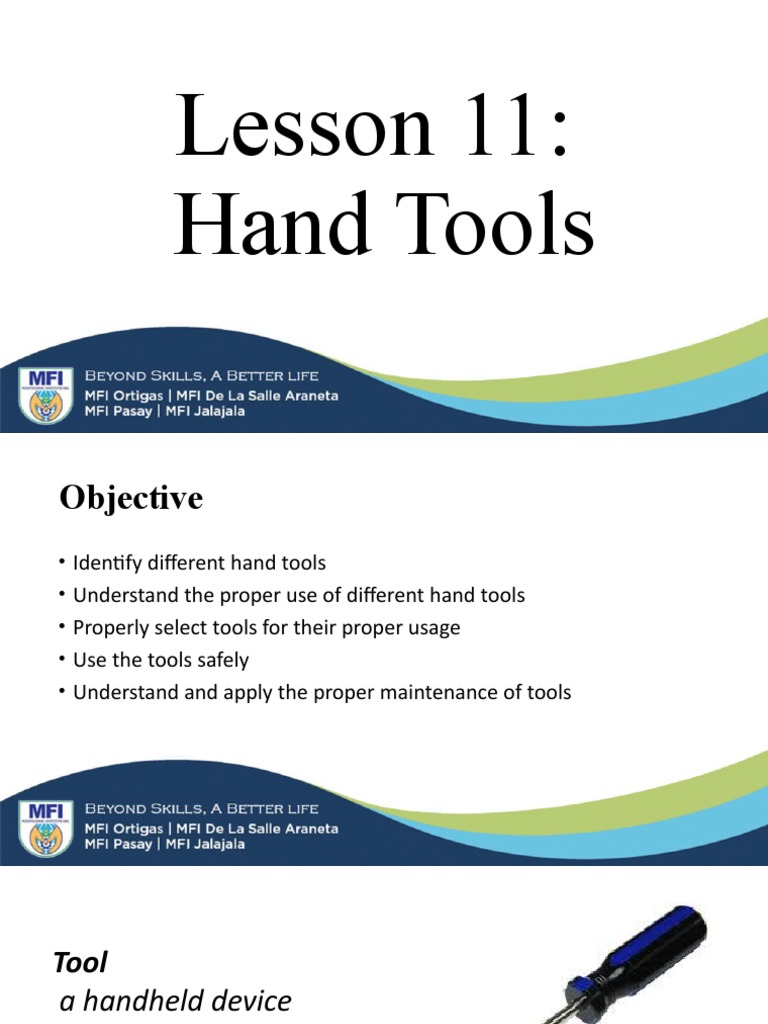Lesson 11 Hand Tools | PDF | Screw | Nut (Hardware)