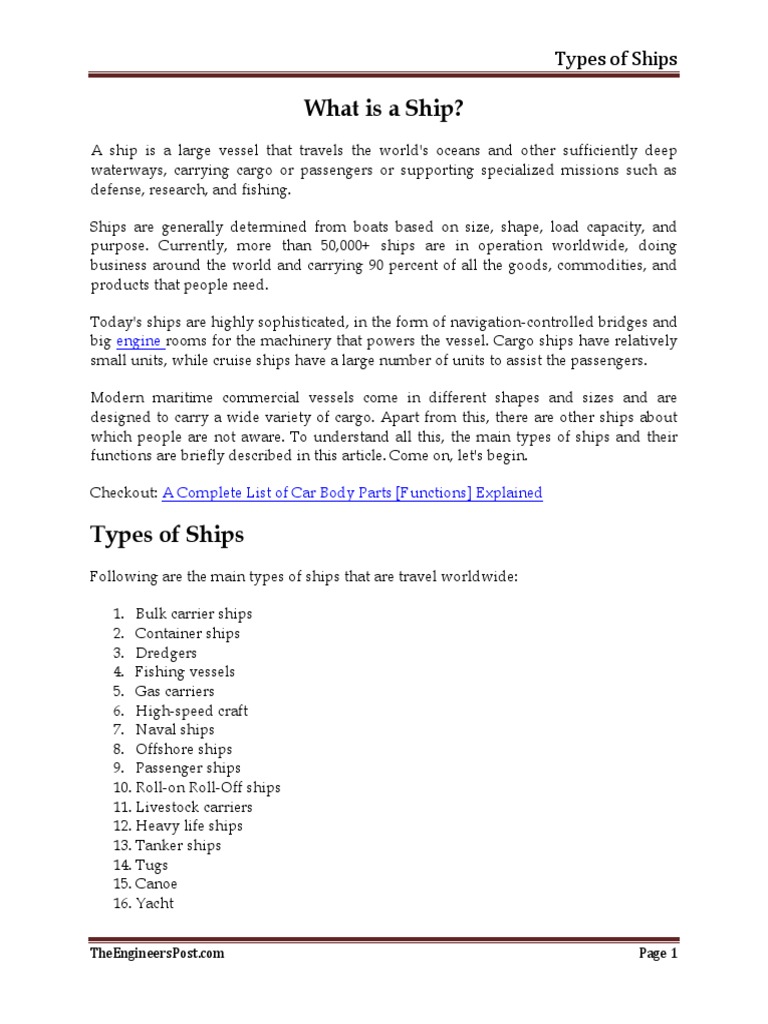 Types of Ship | PDF | Ships | Canoe