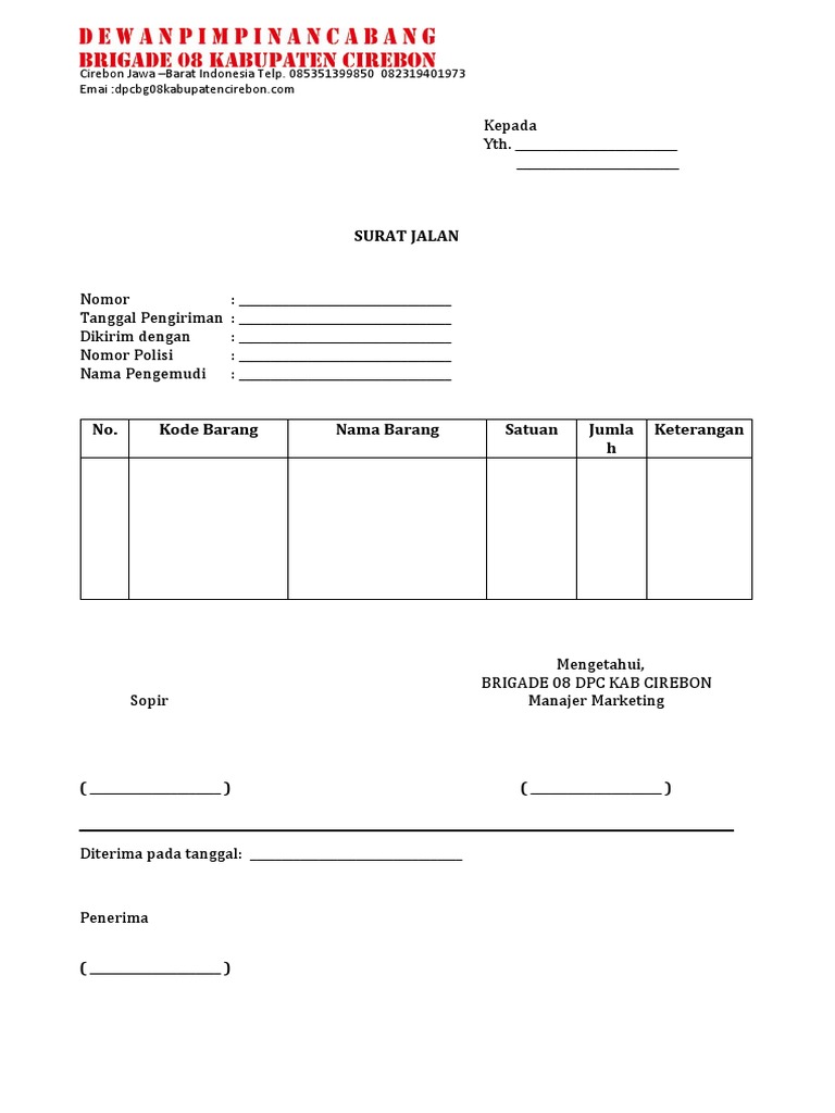 Contoh Surat Jalan Barang | PDF