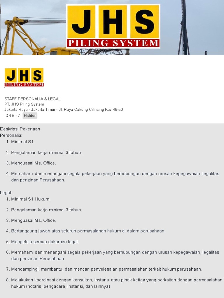 JobStreet StaffPersonaliaLegal | PDF | Karier & Perkembangan | Bisnis