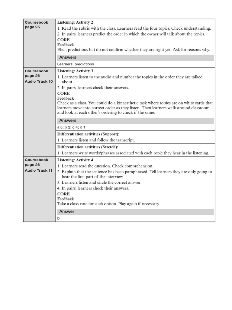Listening: Activity 2: Coursebook | PDF | Learning | Vocabulary